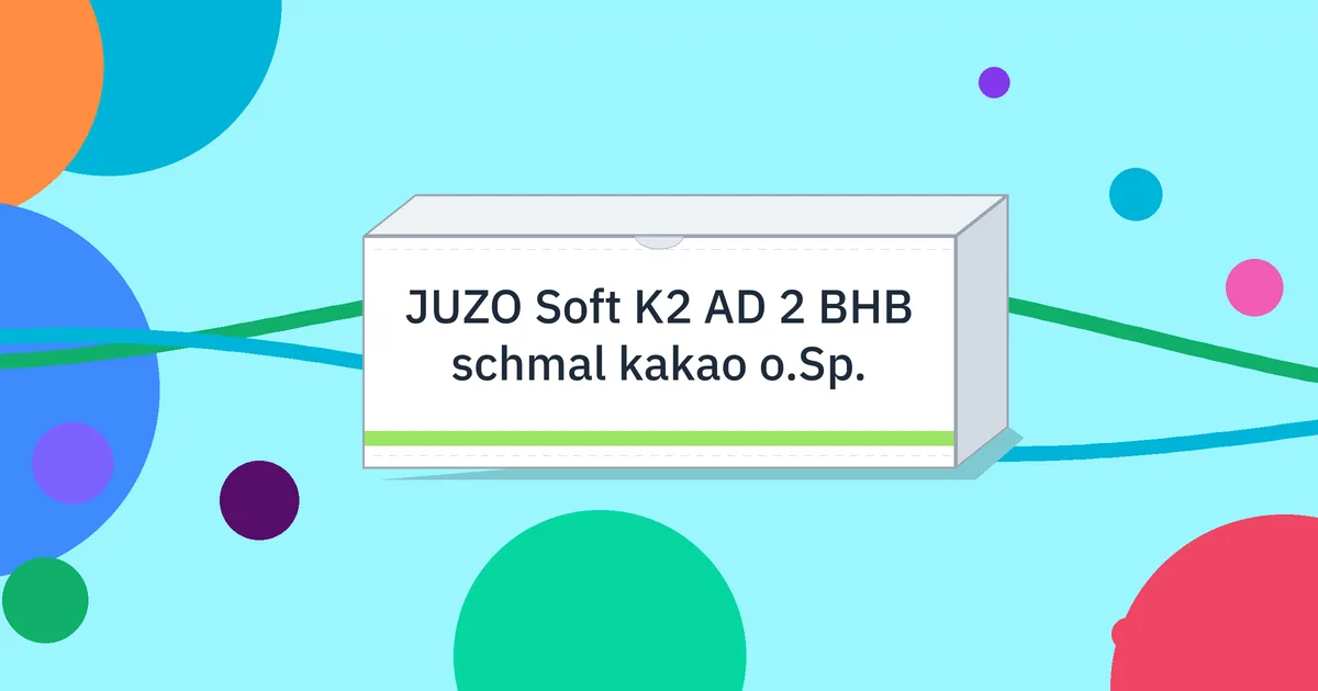 Symbolbild: Packung mit der Aufschrift JUZO Soft K2 AD 2 BHB schmal kakao o.Sp. (PZN 15467376) – Verfügbarkeit und Bezug in Apotheken in Frankfurt am Main