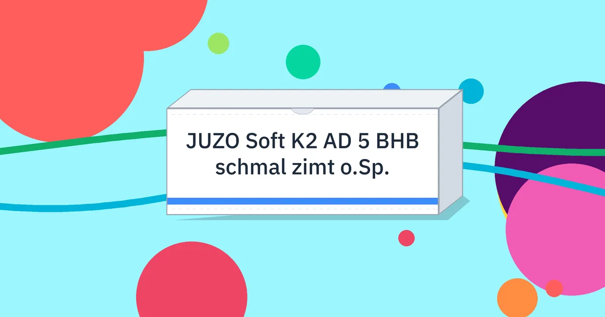 Symbolbild: Packung mit der Aufschrift JUZO Soft K2 AD 5 BHB schmal zimt o.Sp. (PZN 15466974) – Verfügbarkeit und Bezug in Apotheken in Frankfurt am Main