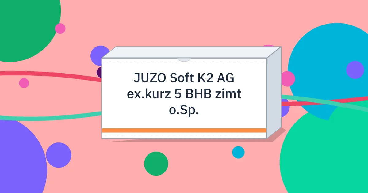 Symbolbild: Packung mit der Aufschrift JUZO Soft K2 AG ex.kurz 5 BHB zimt o.Sp. (PZN 14828091) – Verfügbarkeit und Bezug in Apotheken in Frankfurt am Main