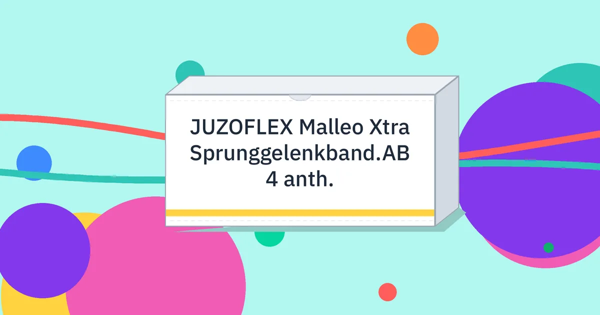 Symbolbild: Packung mit der Aufschrift JUZOFLEX Malleo Xtra Sprunggelenkband.AB 4 anth. (PZN 16635953) – Verfügbarkeit und Bezug in Apotheken in Frankfurt am Main