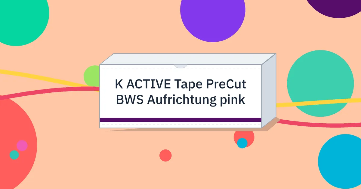 Symbolbild: Packung mit der Aufschrift K ACTIVE Tape PreCut BWS Aufrichtung pink (PZN 06936398) – Verfügbarkeit und Bezug in Apotheken in Frankfurt am Main