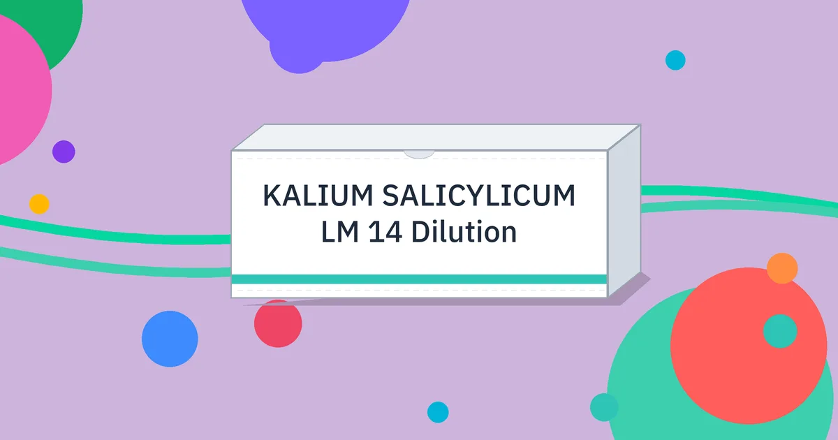 Symbolbild: Packung mit der Aufschrift KALIUM SALICYLICUM LM 14 Dilution (PZN 12925447) – Verfügbarkeit und Bezug in Apotheken in Frankfurt am Main