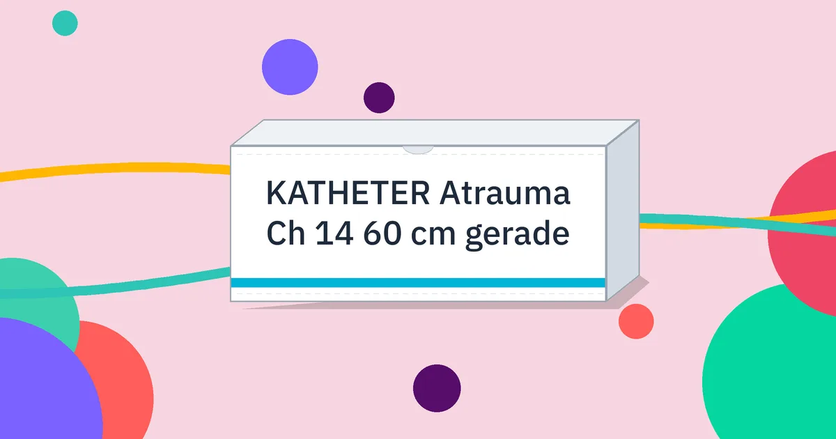 Symbolbild: Packung mit der Aufschrift KATHETER Atrauma Ch 14 60 cm gerade (PZN 10518270) – Verfügbarkeit und Bezug in Apotheken in Frankfurt am Main