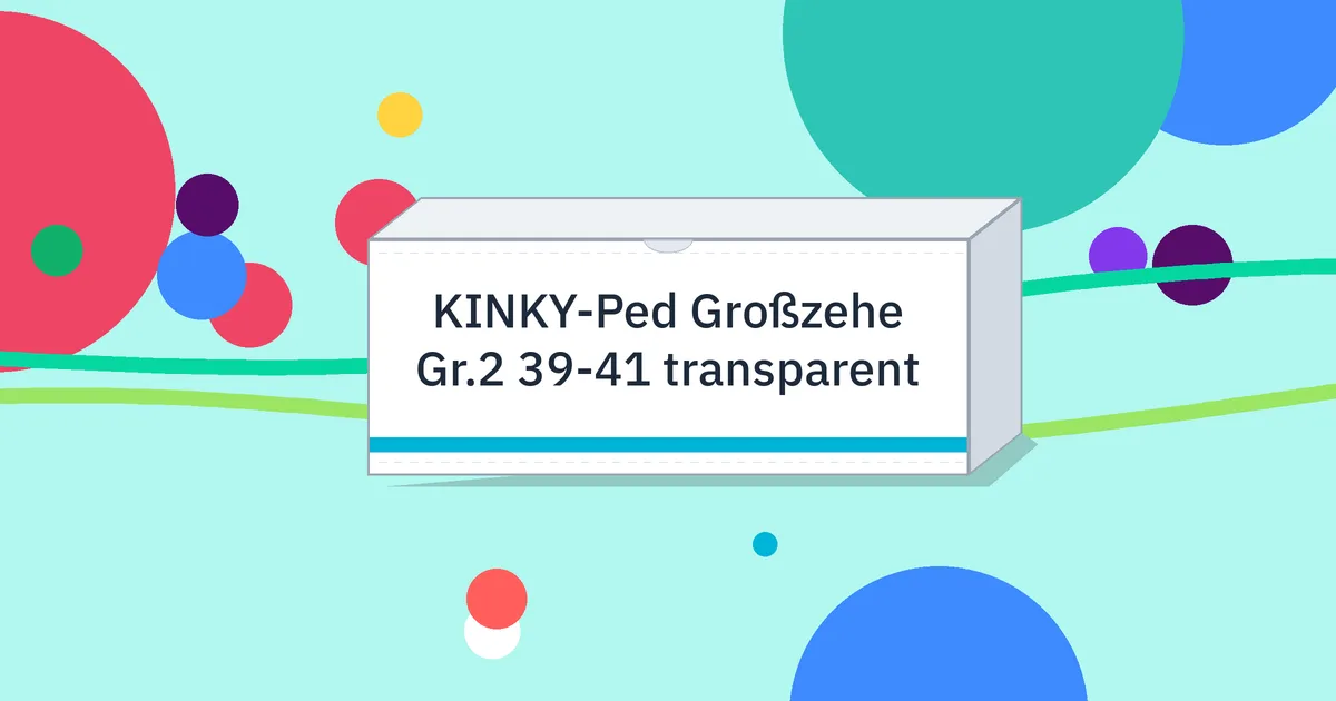 Symbolbild: Packung mit der Aufschrift KINKY-Ped Großzehe Gr.2 39-41 transparent (PZN 11241422) – Verfügbarkeit und Bezug in Apotheken in Frankfurt am Main