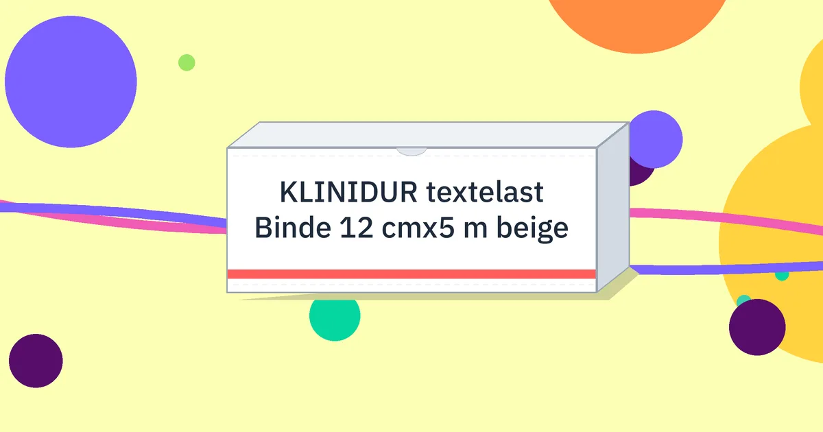 Symbolbild: Packung mit der Aufschrift KLINIDUR textelast Binde 12 cmx5 m beige (PZN 20786787) – Verfügbarkeit und Bezug in Apotheken in Frankfurt am Main