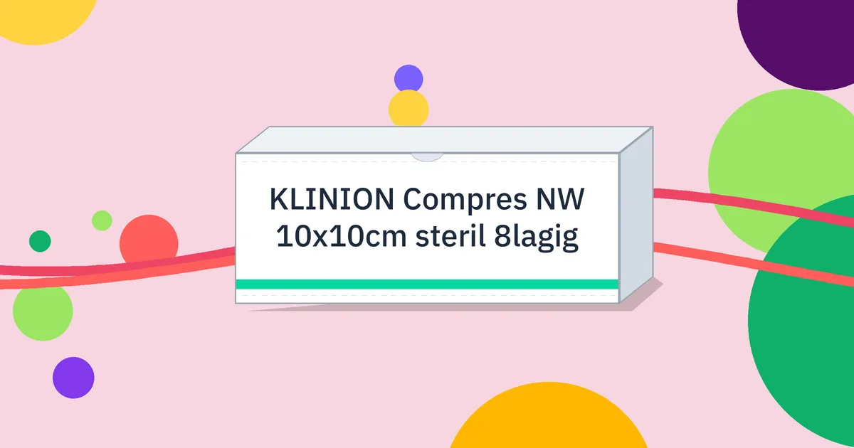Symbolbild: Packung mit der Aufschrift KLINION Compres NW 10x10cm steril 8lagig (PZN 09254423) – Verfügbarkeit und Bezug in Apotheken in Frankfurt am Main