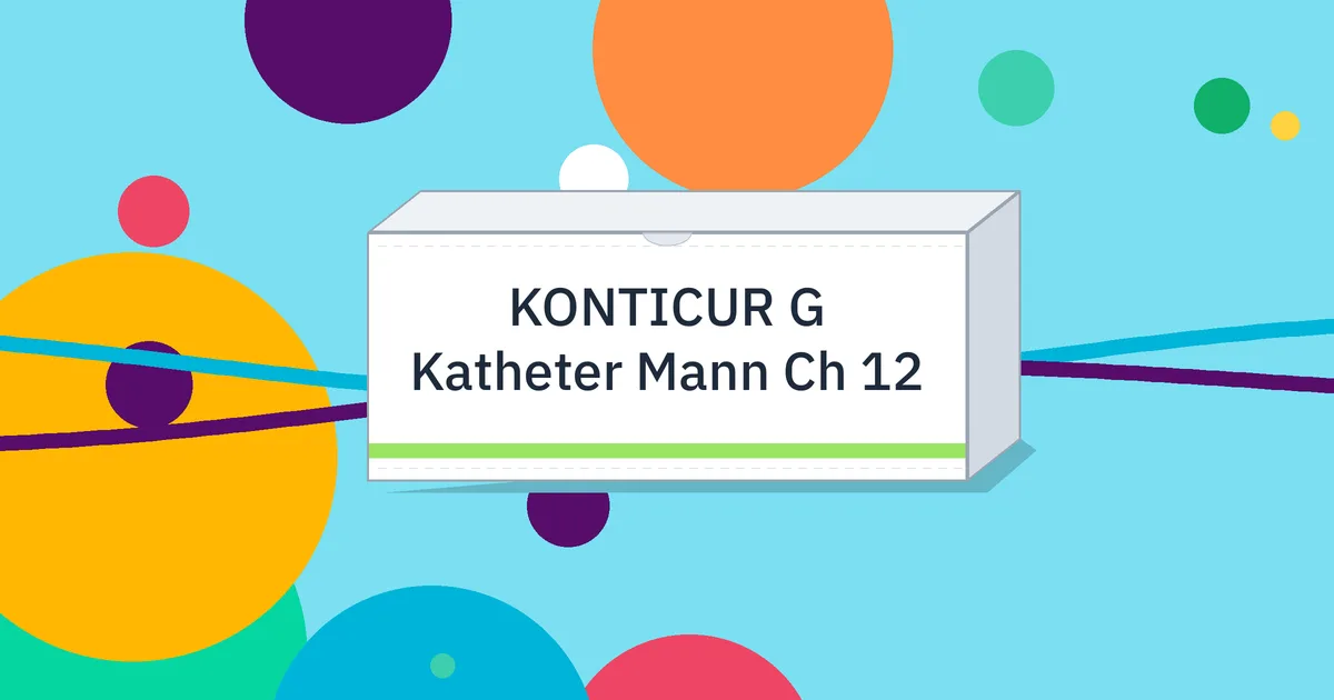 Symbolbild: Packung mit der Aufschrift KONTICUR G Katheter Mann Ch 12 (PZN 20023049) – Verfügbarkeit und Bezug in Apotheken in Frankfurt am Main