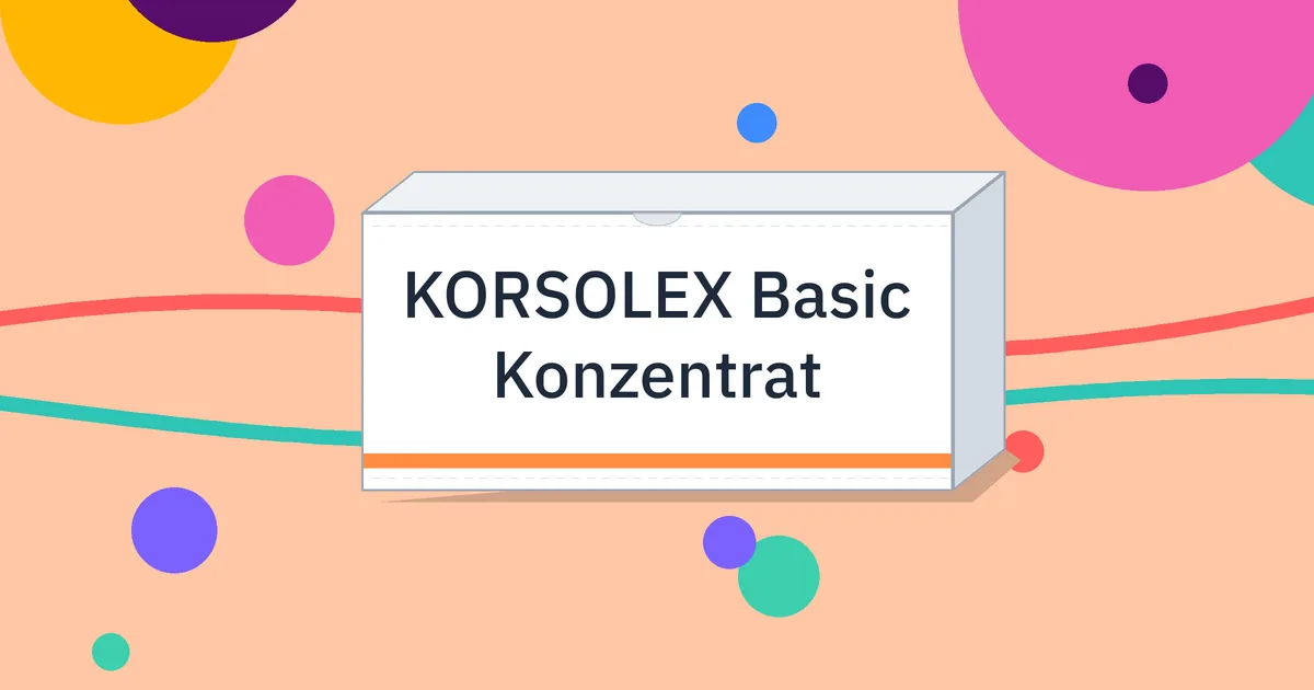 Symbolbild: Packung mit der Aufschrift KORSOLEX Basic Konzentrat (PZN 07699888) – Verfügbarkeit und Bezug in Apotheken in Frankfurt am Main