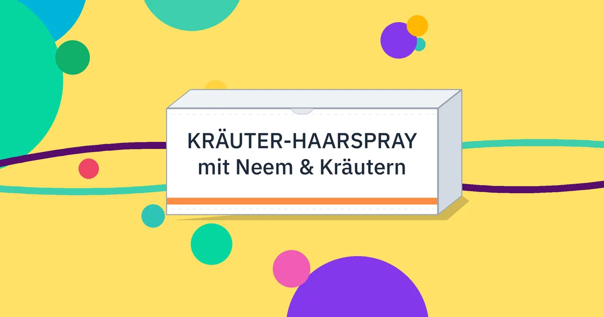 Symbolbild: Packung mit der Aufschrift KRÄUTER-HAARSPRAY mit Neem & Kräutern (PZN 18249817) – Verfügbarkeit und Bezug in Apotheken in Frankfurt am Main
