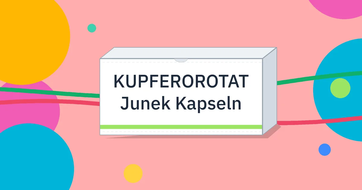 Symbolbild: Packung mit der Aufschrift KUPFEROROTAT Junek Kapseln (PZN 10062717) – Verfügbarkeit und Bezug in Apotheken in Frankfurt am Main