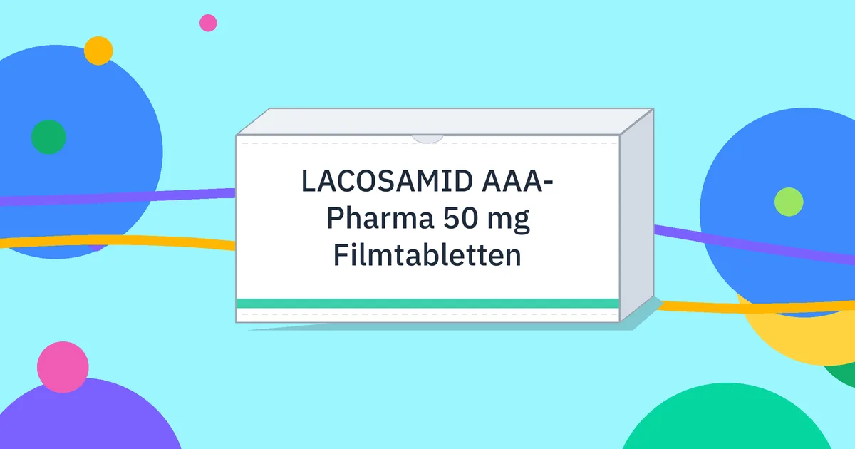 Symbolbild: Packung mit der Aufschrift LACOSAMID AAA-Pharma 50 mg Filmtabletten (PZN 17593808) – Verfügbarkeit und Bezug in Apotheken in Frankfurt am Main