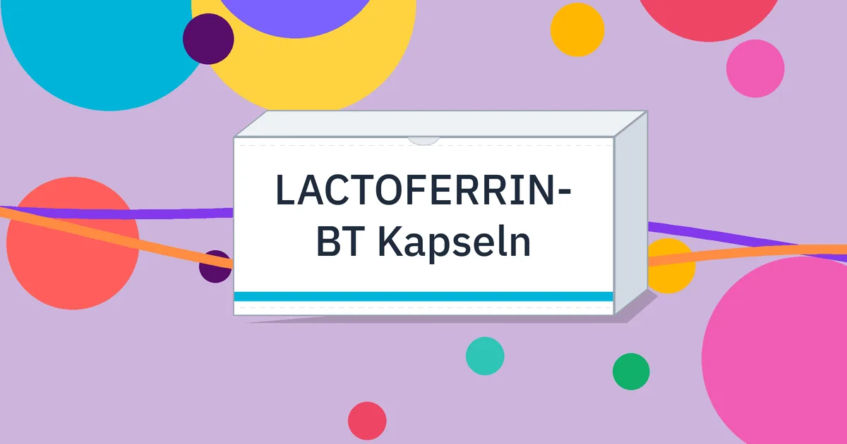 Symbolbild: Packung mit der Aufschrift LACTOFERRIN-BT Kapseln (PZN 18708550) – Verfügbarkeit und Bezug in Apotheken in Frankfurt am Main