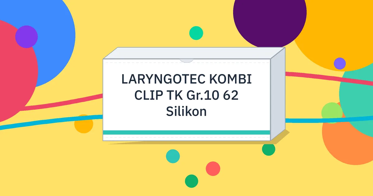 Symbolbild: Packung mit der Aufschrift LARYNGOTEC KOMBI CLIP TK Gr.10 62 Silikon (PZN 19186220) – Verfügbarkeit und Bezug in Apotheken in Frankfurt am Main