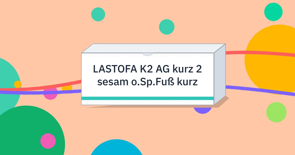 Symbolbild: Packung mit der Aufschrift LASTOFA K2 AG kurz 2 sesam o.Sp.Fuß kurz (PZN 13803516) – Verfügbarkeit und Bezug in Apotheken in Frankfurt am Main