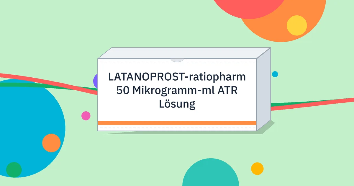 Symbolbild: Packung mit der Aufschrift LATANOPROST-ratiopharm 50 Mikrogramm-ml ATR Lösung (PZN 16686270) – Verfügbarkeit und Bezug in Apotheken in Frankfurt am Main