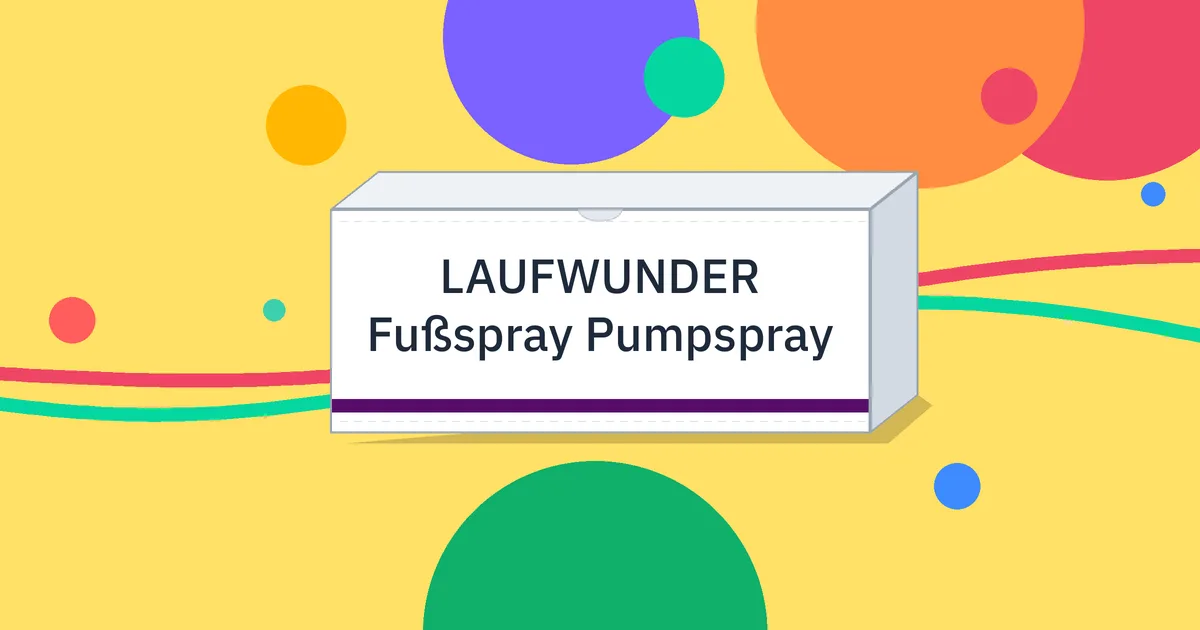 Symbolbild: Packung mit der Aufschrift LAUFWUNDER Fußspray Pumpspray (PZN 17906213) – Verfügbarkeit und Bezug in Apotheken in Frankfurt am Main