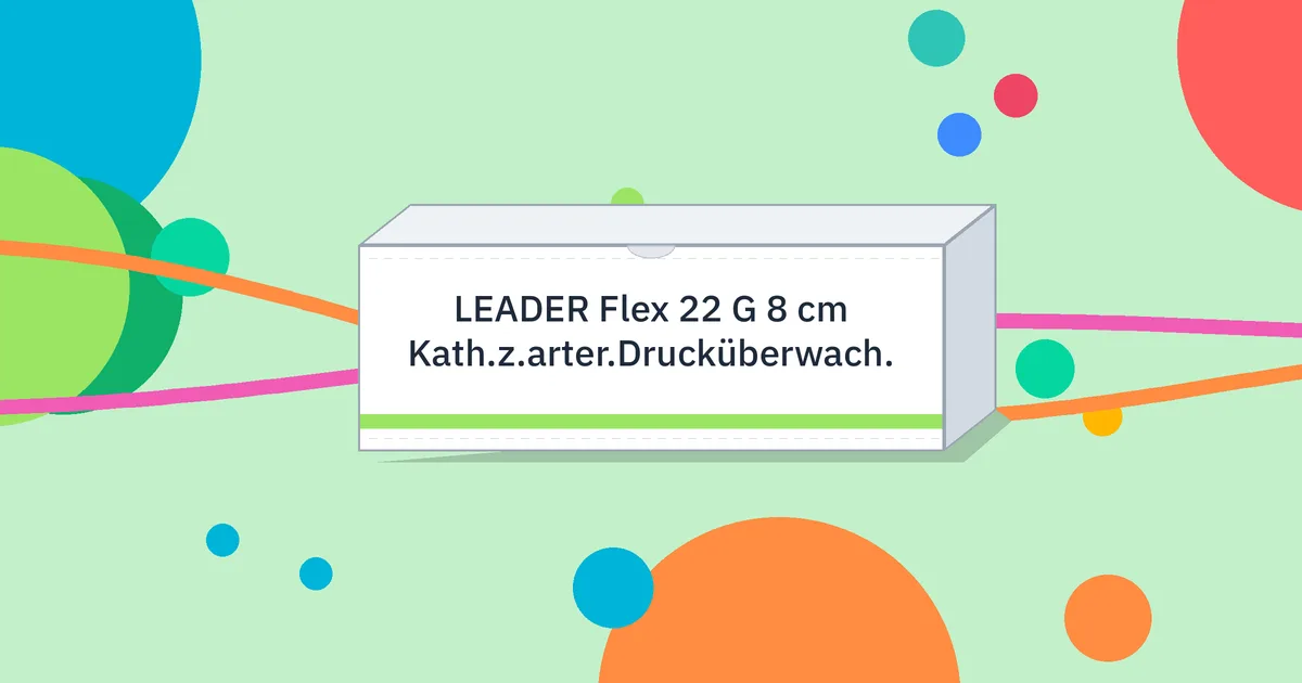 Symbolbild: Packung mit der Aufschrift LEADER Flex 22 G 8 cm Kath.z.arter.Drucküberwach. (PZN 00966062) – Verfügbarkeit und Bezug in Apotheken in Frankfurt am Main