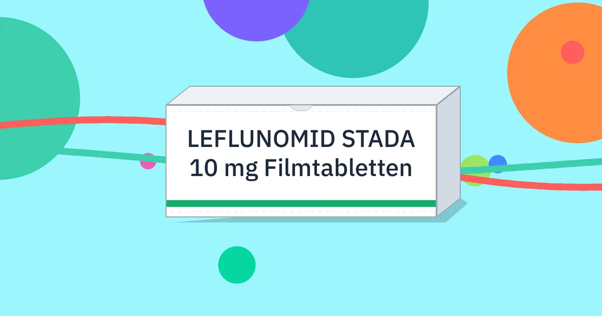 Symbolbild: Packung mit der Aufschrift LEFLUNOMID STADA 10 mg Filmtabletten (PZN 06572312) – Verfügbarkeit und Bezug in Apotheken in Frankfurt am Main