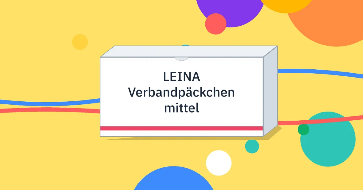 Symbolbild: Packung mit der Aufschrift LEINA Verbandpäckchen mittel (PZN 08716620) – Verfügbarkeit und Bezug in Apotheken in Frankfurt am Main