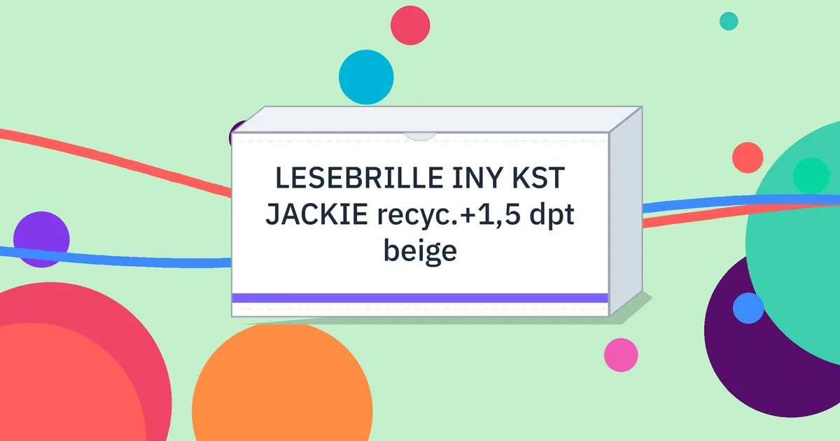Symbolbild: Packung mit der Aufschrift LESEBRILLE INY KST JACKIE recyc.+1,5 dpt beige (PZN 19927863) – Verfügbarkeit und Bezug in Apotheken in Frankfurt am Main