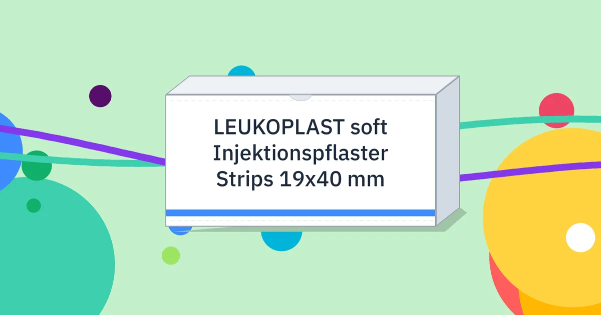 Symbolbild: Packung mit der Aufschrift LEUKOPLAST soft Injektionspflaster Strips 19x40 mm (PZN 14061962) – Verfügbarkeit und Bezug in Apotheken in Frankfurt am Main