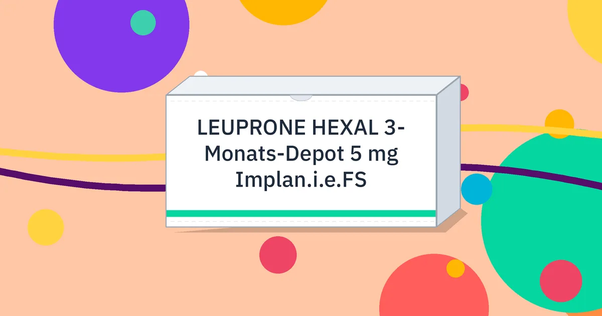 Symbolbild: Packung mit der Aufschrift LEUPRONE HEXAL 3-Monats-Depot 5 mg Implan.i.e.FS (PZN 20719294) – Verfügbarkeit und Bezug in Apotheken in Frankfurt am Main