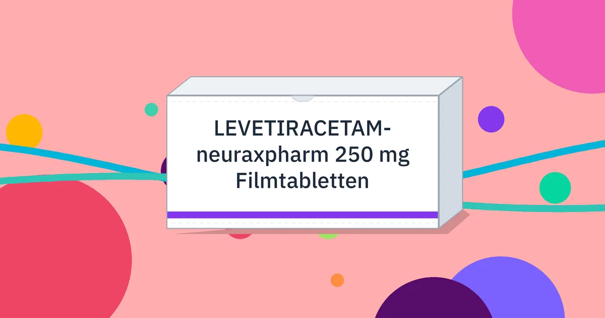 Symbolbild: Packung mit der Aufschrift LEVETIRACETAM-neuraxpharm 250 mg Filmtabletten (PZN 09064763) – Verfügbarkeit und Bezug in Apotheken in Frankfurt am Main