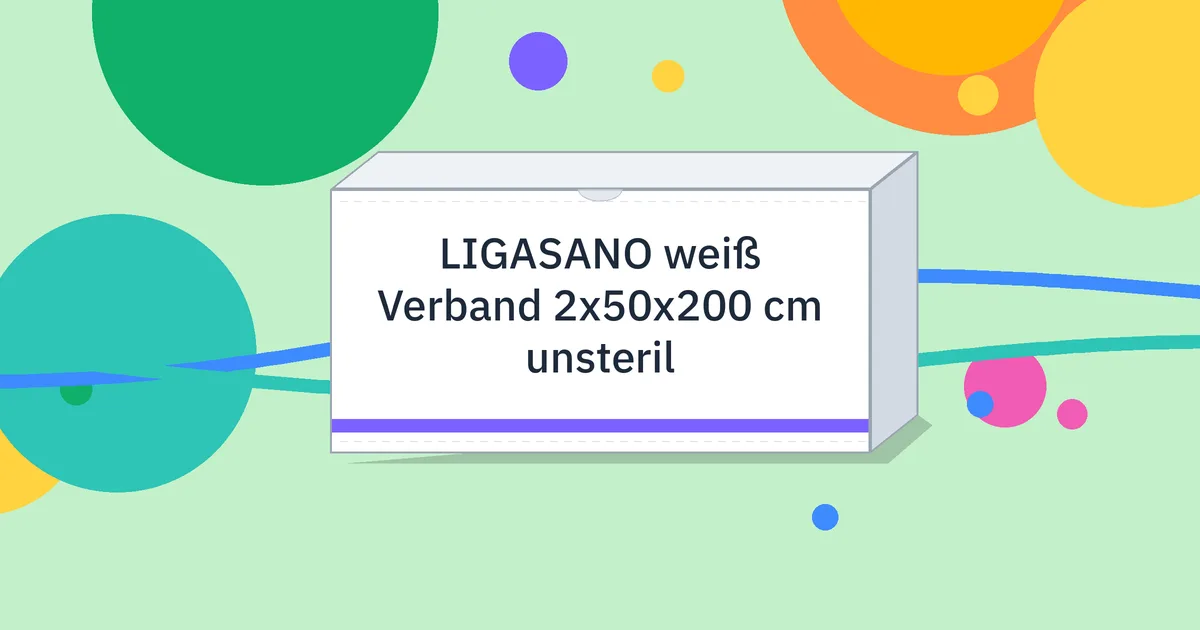 Symbolbild: Packung mit der Aufschrift LIGASANO weiß Verband 2x50x200 cm unsteril (PZN 20172074) – Verfügbarkeit und Bezug in Apotheken in Frankfurt am Main