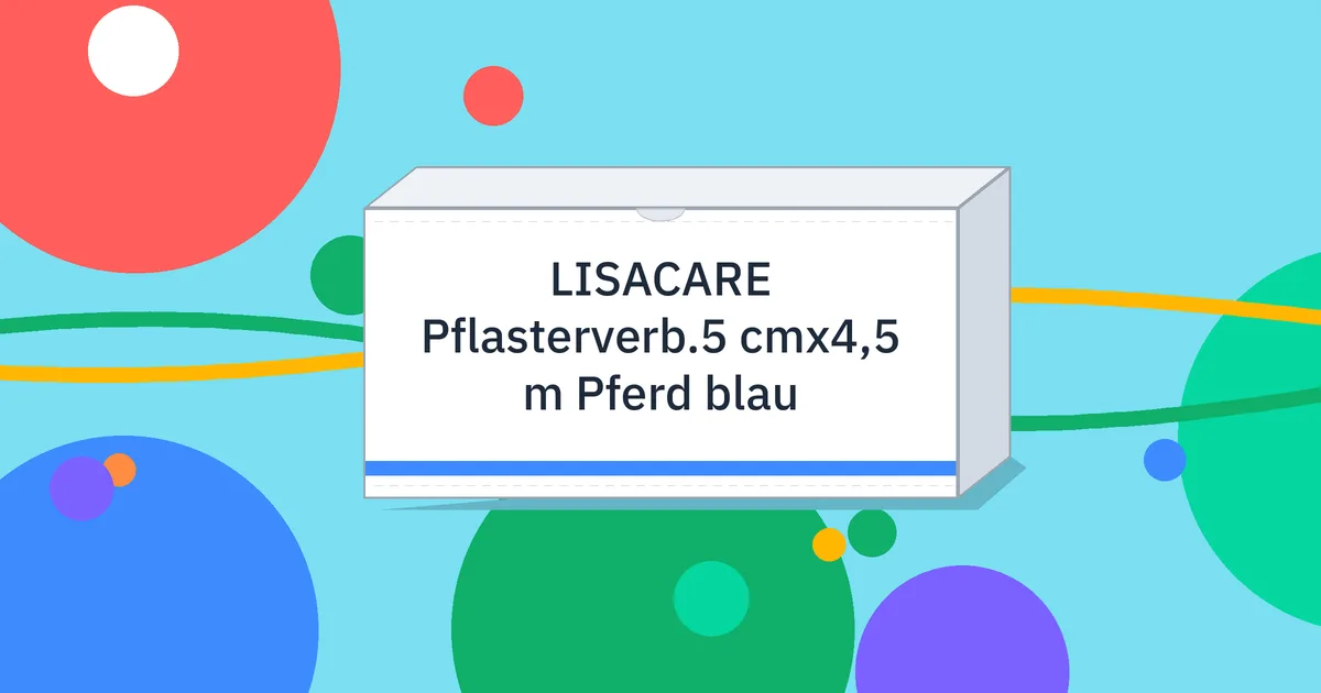 Symbolbild: Packung mit der Aufschrift LISACARE Pflasterverb.5 cmx4,5 m Pferd blau (PZN 17892215) – Verfügbarkeit und Bezug in Apotheken in Frankfurt am Main