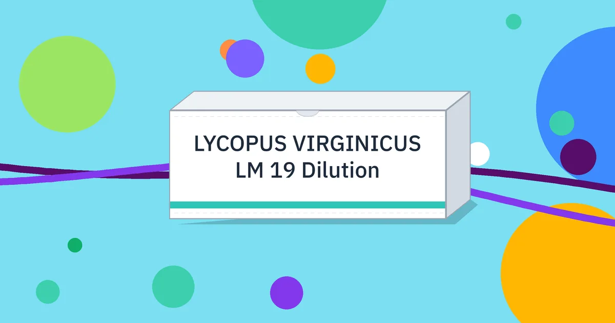 Symbolbild: Packung mit der Aufschrift LYCOPUS VIRGINICUS LM 19 Dilution (PZN 13538563) – Verfügbarkeit und Bezug in Apotheken in Frankfurt am Main