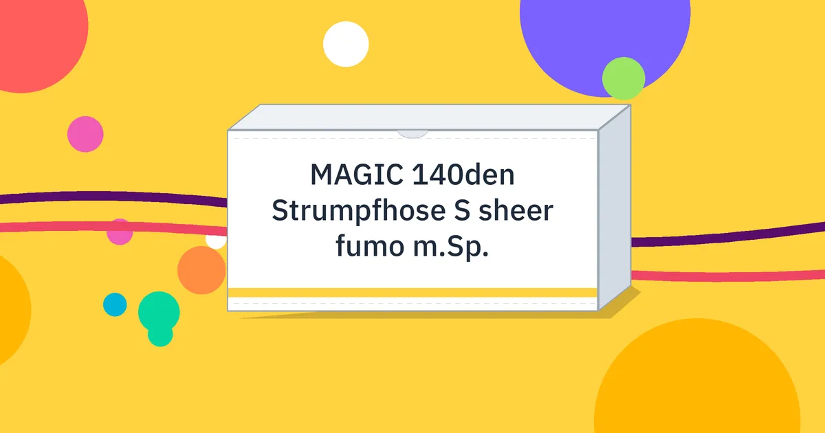 Symbolbild: Packung mit der Aufschrift MAGIC 140den Strumpfhose S sheer fumo m.Sp. (PZN 16181819) – Verfügbarkeit und Bezug in Apotheken in Frankfurt am Main