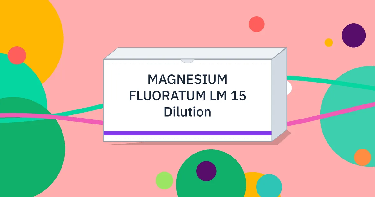 Symbolbild: Packung mit der Aufschrift MAGNESIUM FLUORATUM LM 15 Dilution (PZN 12937491) – Verfügbarkeit und Bezug in Apotheken in Frankfurt am Main
