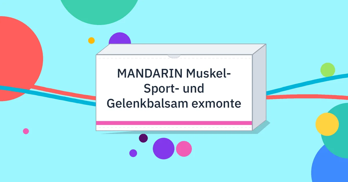 Symbolbild: Packung mit der Aufschrift MANDARIN Muskel- Sport- und Gelenkbalsam exmonte (PZN 20927130) – Verfügbarkeit und Bezug in Apotheken in Frankfurt am Main