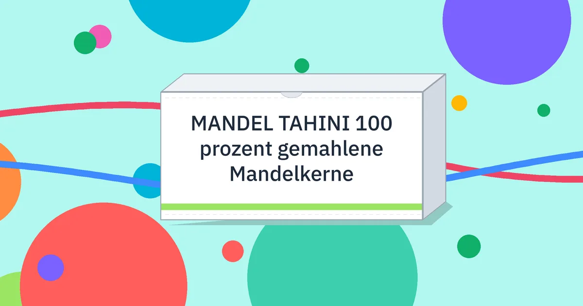 Symbolbild: Packung mit der Aufschrift MANDEL TAHINI 100 prozent gemahlene Mandelkerne (PZN 17189059) – Verfügbarkeit und Bezug in Apotheken in Frankfurt am Main