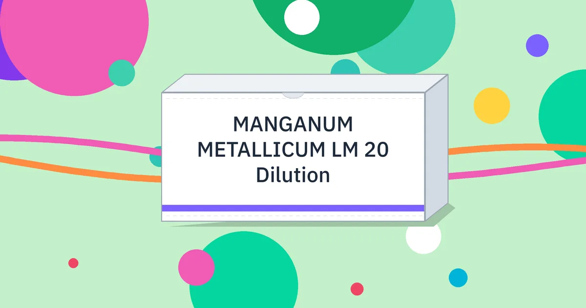 Symbolbild: Packung mit der Aufschrift MANGANUM METALLICUM LM 20 Dilution (PZN 12943356) – Verfügbarkeit und Bezug in Apotheken in Frankfurt am Main