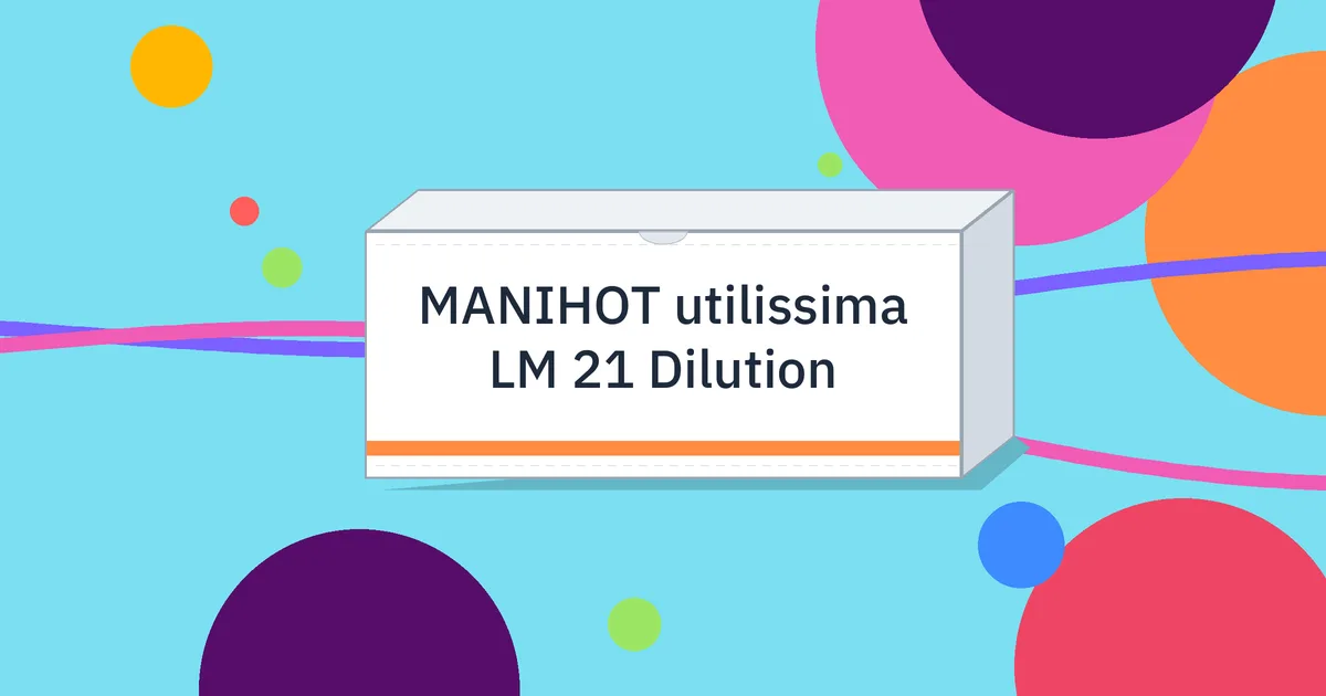 Symbolbild: Packung mit der Aufschrift MANIHOT utilissima LM 21 Dilution (PZN 13601043) – Verfügbarkeit und Bezug in Apotheken in Frankfurt am Main