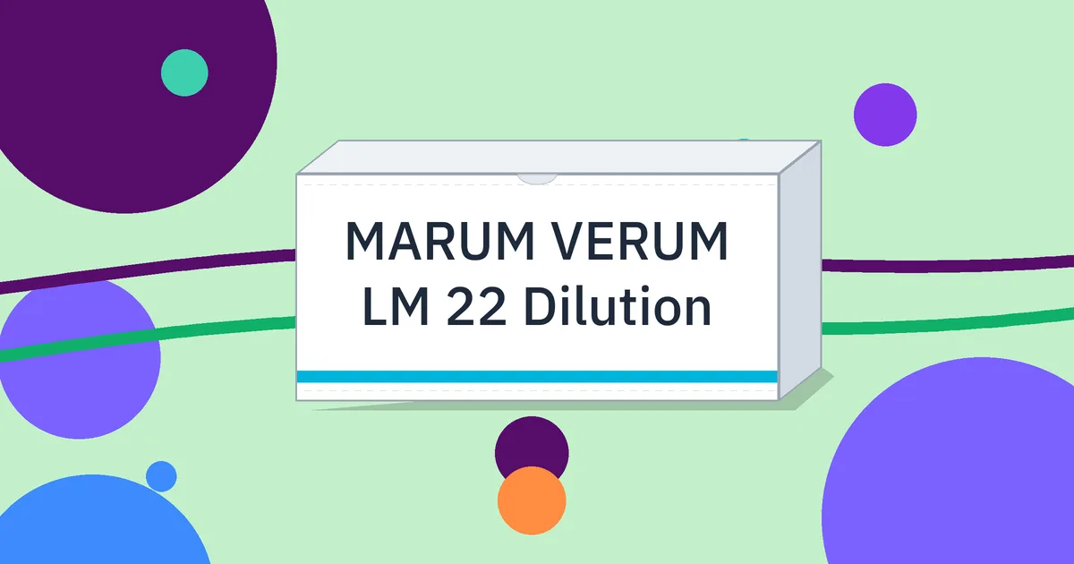 Symbolbild: Packung mit der Aufschrift MARUM VERUM LM 22 Dilution (PZN 12946604) – Verfügbarkeit und Bezug in Apotheken in Frankfurt am Main