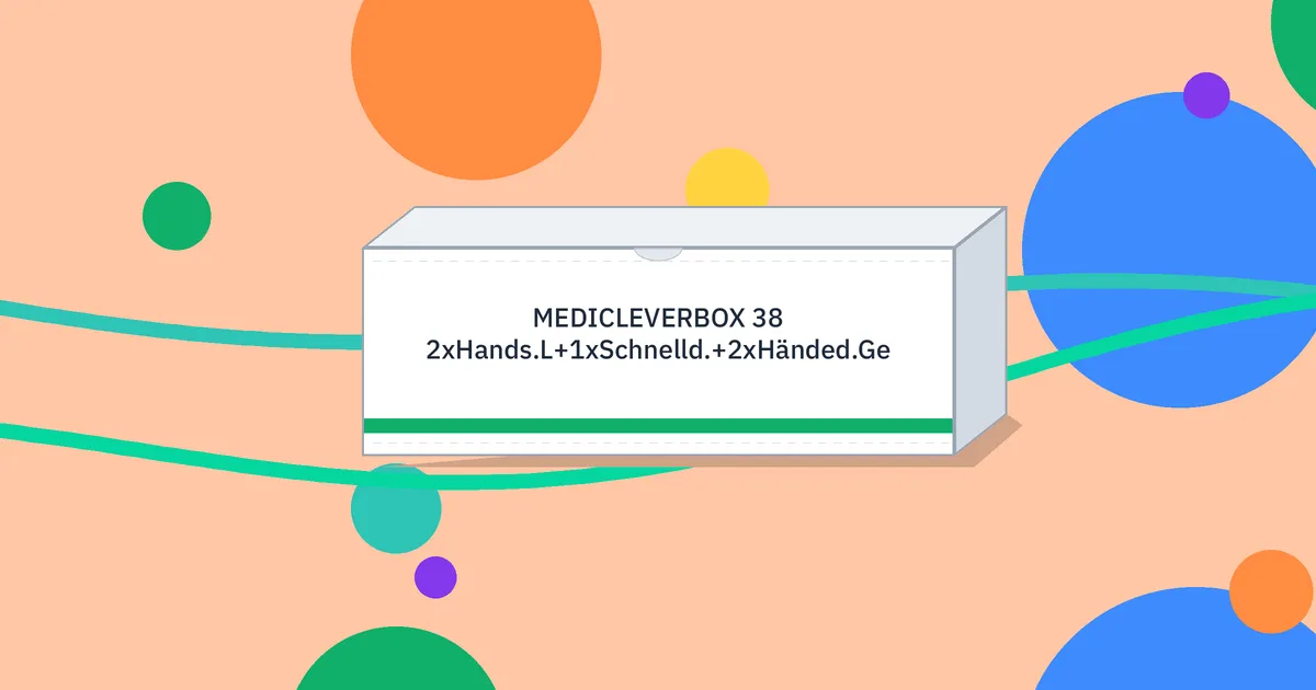 Symbolbild: Packung mit der Aufschrift MEDICLEVERBOX 38 2xHands.L+1xSchnelld.+2xHänded.Ge (PZN 19112753) – Verfügbarkeit und Bezug in Apotheken in Frankfurt am Main