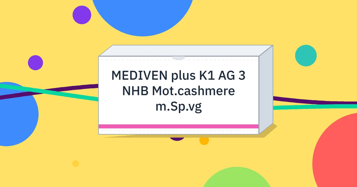 Symbolbild: Packung mit der Aufschrift MEDIVEN plus K1 AG 3 NHB Mot.cashmere m.Sp.vg (PZN 15915260) – Verfügbarkeit und Bezug in Apotheken in Frankfurt am Main