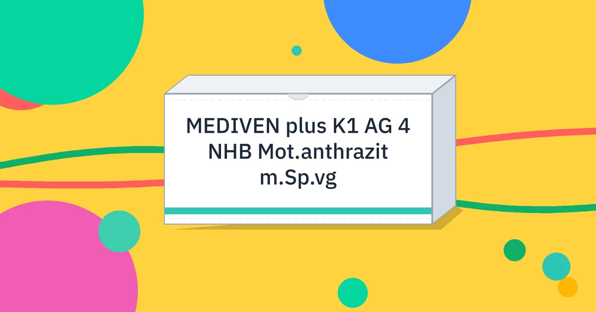 Symbolbild: Packung mit der Aufschrift MEDIVEN plus K1 AG 4 NHB Mot.anthrazit m.Sp.vg (PZN 15915082) – Verfügbarkeit und Bezug in Apotheken in Frankfurt am Main
