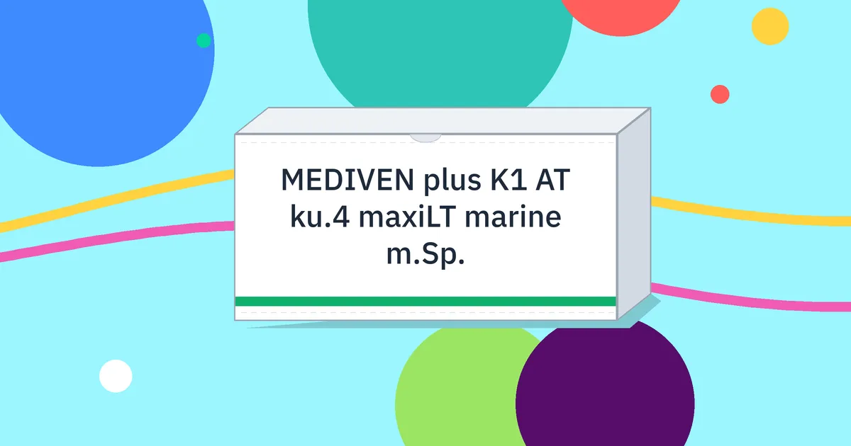 Symbolbild: Packung mit der Aufschrift MEDIVEN plus K1 AT ku.4 maxiLT marine m.Sp. (PZN 15068624) – Verfügbarkeit und Bezug in Apotheken in Frankfurt am Main