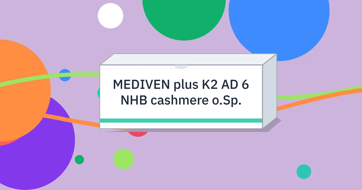Symbolbild: Packung mit der Aufschrift MEDIVEN plus K2 AD 6 NHB cashmere o.Sp. (PZN 15936339) – Verfügbarkeit und Bezug in Apotheken in Frankfurt am Main