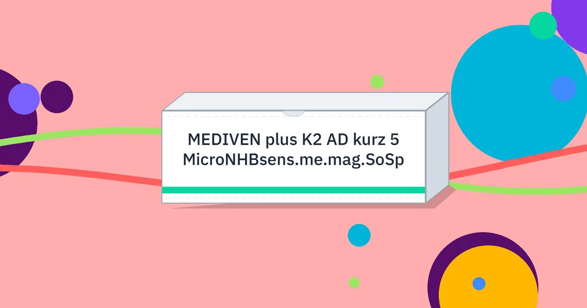 Symbolbild: Packung mit der Aufschrift MEDIVEN plus K2 AD kurz 5 MicroNHBsens.me.mag.SoSp (PZN 15934240) – Verfügbarkeit und Bezug in Apotheken in Frankfurt am Main