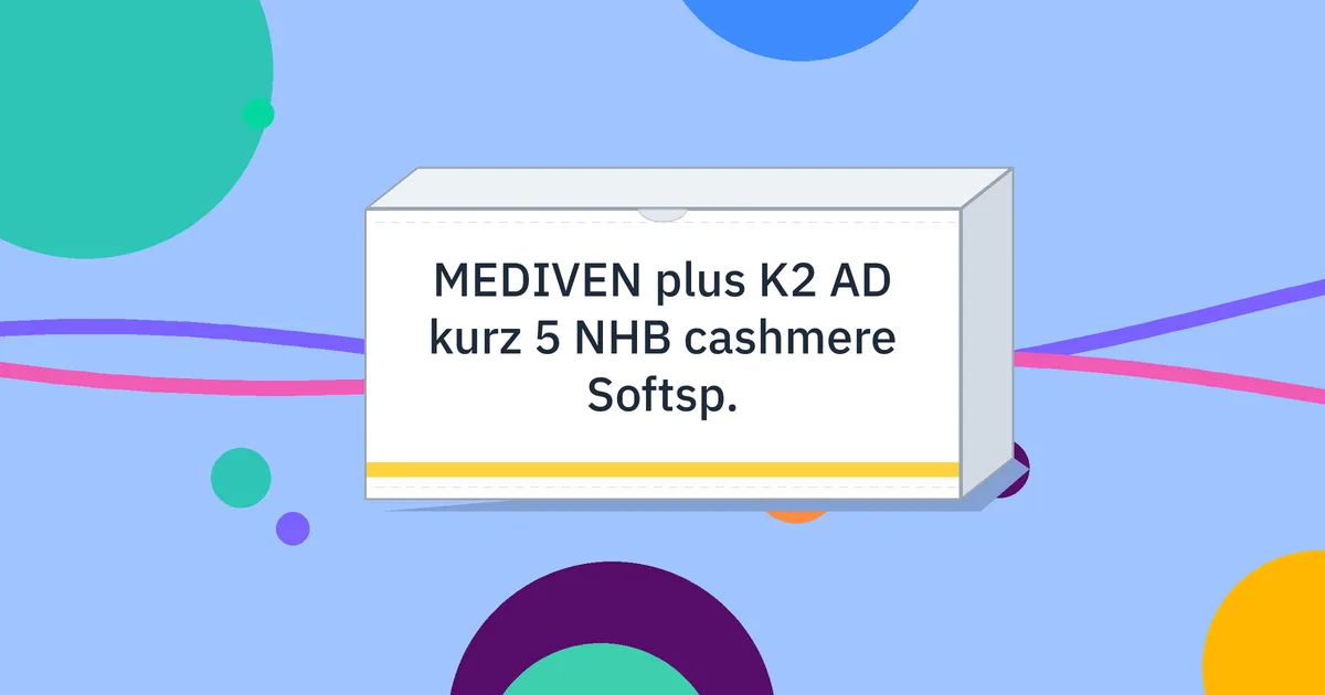 Symbolbild: Packung mit der Aufschrift MEDIVEN plus K2 AD kurz 5 NHB cashmere Softsp. (PZN 15925040) – Verfügbarkeit und Bezug in Apotheken in Frankfurt am Main