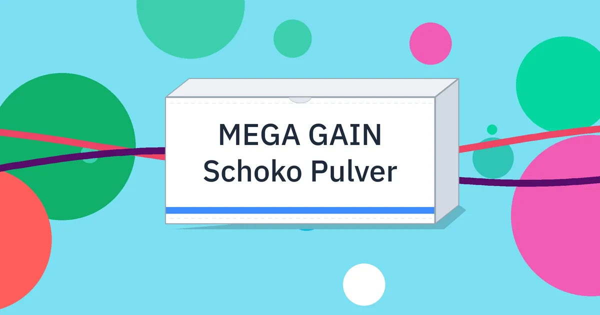 Symbolbild: Packung mit der Aufschrift MEGA GAIN Schoko Pulver (PZN 10743883) – Verfügbarkeit und Bezug in Apotheken in Frankfurt am Main