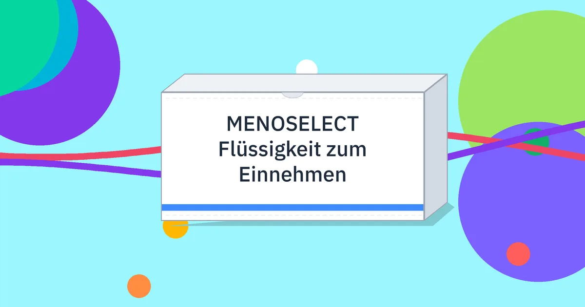 Symbolbild: Packung mit der Aufschrift MENOSELECT Flüssigkeit zum Einnehmen (PZN 19724077) – Verfügbarkeit und Bezug in Apotheken in Frankfurt am Main
