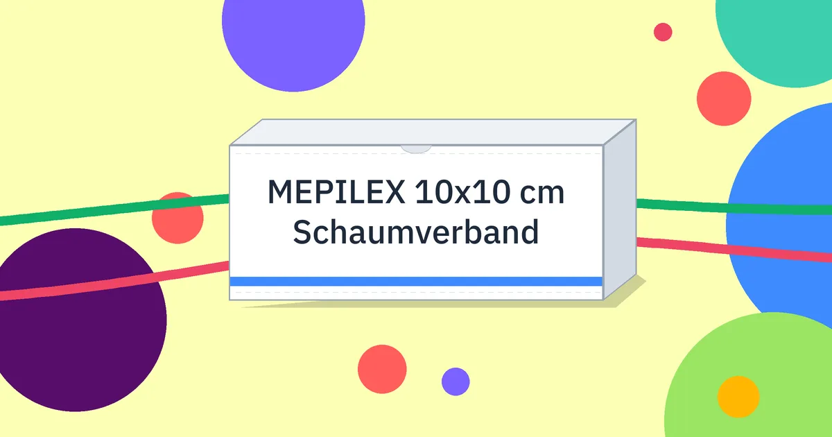 Symbolbild: Packung mit der Aufschrift MEPILEX 10x10 cm Schaumverband (PZN 18051966) – Verfügbarkeit und Bezug in Apotheken in Frankfurt am Main