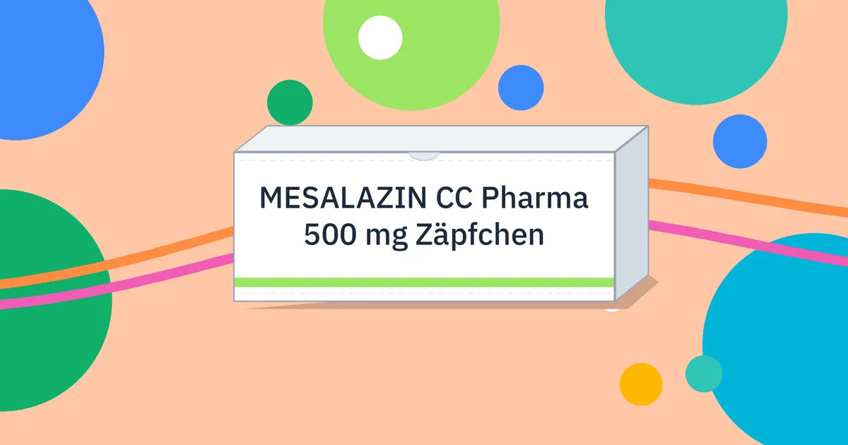 Symbolbild: Packung mit der Aufschrift MESALAZIN CC Pharma 500 mg Zäpfchen (PZN 06817854) – Verfügbarkeit und Bezug in Apotheken in Frankfurt am Main