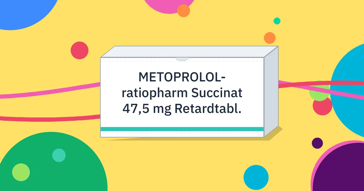 Symbolbild: Packung mit der Aufschrift METOPROLOL-ratiopharm Succinat 47,5 mg Retardtabl. (PZN 00089603) – Verfügbarkeit und Bezug in Apotheken in Frankfurt am Main