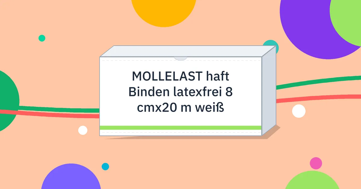 Symbolbild: Packung mit der Aufschrift MOLLELAST haft Binden latexfrei 8 cmx20 m weiß (PZN 15430686) – Verfügbarkeit und Bezug in Apotheken in Frankfurt am Main